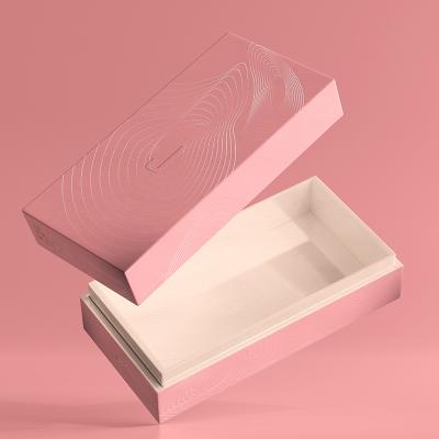 China Jewelry Box Mockup Cosmetic Organizer Pink Wavy Texture Storage Case Multi Compartment Makeup Box Elegant Vanity Display for sale