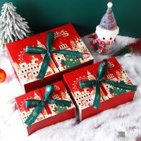 China Merry Christmas Double Door Gift Box Red Festive Bow Design Sturdy Cardboard Construction Christmas Eve Surprise Gift Packaging for sale