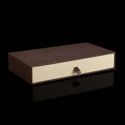 China Long Wallet Drawer Box Rigid Square Paperboard with Premium Leatherette Finish Smooth Pull Out Drawer Customizable for sale