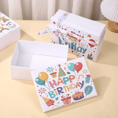 China Custom Cartoon-Printed Rigid Birthday Gift Box – One-Piece Hard Paper Packaging With Gold Foil/UV Printing Options for sale