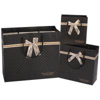 China Black Kraft Paper Bag Clothing Store Ribbon-decorated Packaging Tote Bag Gift Wrapping Handbag for sale