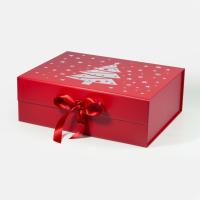 China Custom Magnetic Flip Top Christmas Gift Boxes Foldable Holiday Packaging with Snowflake Tree Designs for sale