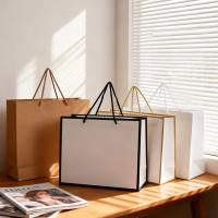 China Multi-color Border Printed White Cardstock Tote Bags Gift Bags Clothing Store Tote Bags for sale