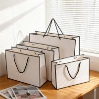 China Multi-color Border Printed White Cardstock Tote Bags Gift Bags Clothing Store Tote Bags for sale