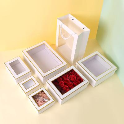 China Wholesale Universal Display Cover Packaging Box For New Year Square Transparent Open-window Birthday Gift Box for sale