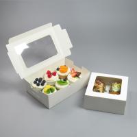 China Cake Box White Cardboard Simple Paper Cupcake Box Transparent Square Cake Packaging Box With Window for sale