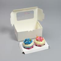China Cake Box White Cardboard Simple Paper Cupcake Box Transparent Square Cake Packaging Box With Window for sale