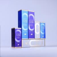 China Luxury Gradient Blue Purple Cosmetic Rigid Box Gold Foil Edge Skin Care Packaging with Geometric Design for sale
