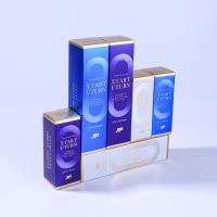 China Luxury Gradient Blue Purple Cosmetic Rigid Box Gold Foil Edge Skin Care Packaging with Geometric Design for sale
