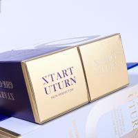 China Luxury Gradient Blue Purple Cosmetic Rigid Box Gold Foil Edge Skin Care Packaging with Geometric Design for sale