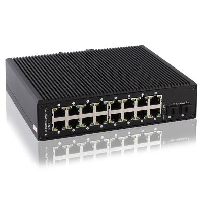 China 16 Gigabit POE Port Managed Industrial Poe Switch 2 SFP Port 48-56V DC for sale