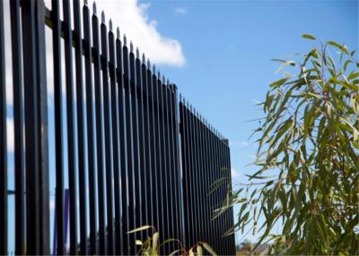 China Black powder coated spear top galvanised tubular metal fence for sale