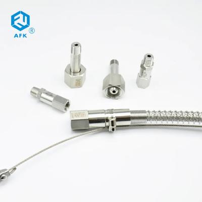China 316L Stainless Steel Braided High Pressure Gas Hose with Cable - 3000 PSIG, NPT 1/4
