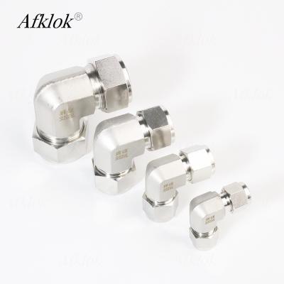 China Union Elbow Stainless Steel 90 Degree Elbow Pipe Fittings Coupling Connector 3/8in 1/2in 3/4in 1in Ferrule for sale