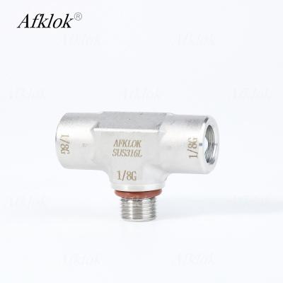 China AFKLOK Stainless Steel Tube Pipe Fittings Female Male Branch Tee 1/8 BSPP for sale