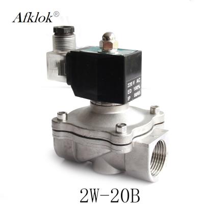 China 2W-20B 220V AC Stainless Steel Electric Solenoid Valve - 3/4 Inch Pipe Size, 20mm Orifice for Water Control for sale
