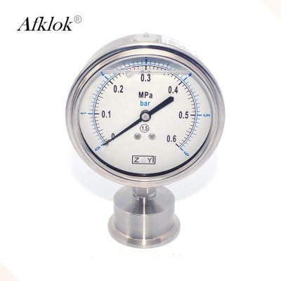 China 63mm Stainless Steel Gas Pressure Gauge with 1-2.5% Accuracy - Sanitary Diaphragm Manometer for sale