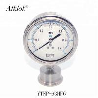 China Stainless Steel 63mm Bottom Connect Oil Filled Sanitary Pressure Gauge with 1% Accuracy for Hygienic Applications for sale