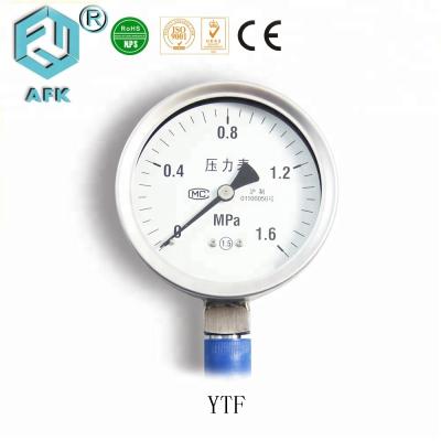 China Bottom Connect Stainless Steel Pressure Gauge 0-6 bar for Gas Systems with 40-150mm Case Sizes and IP65 Protection for sale