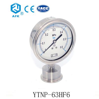 China 63mm Stainless Steel Sanitary Oil Filled Pressure Gauge with 1-2.5% Accuracy and All-Stainless Construction for sale
