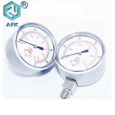 China Filled Oil Dry Type Back Entry Bottom Connection High Gas Pressure est Gauge for sale