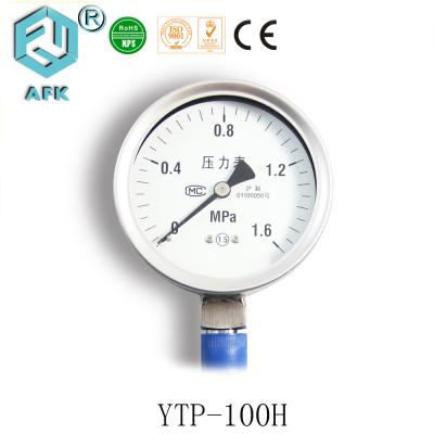 China Diaphragm All Stainless Steel Oil Filled Gas Pressure Gauge Bottom Connect for sale