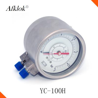 China YC-100H Gas Pressure Test Gauge Laminated Safety Glass -0.1/160 Mpa for sale