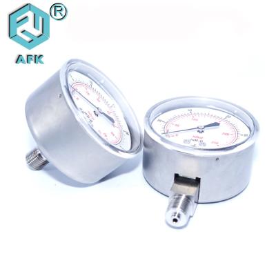 China Stainless Steel Gas Pressure Test Gauge 40-150mm Dial Size with 0.1-100 MPa Range and 1/2 NPT Connection for sale