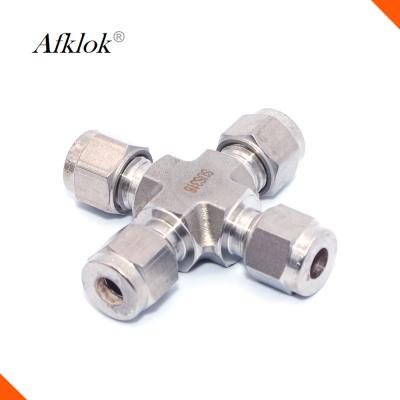 China Stainless Steel Cross Pipe 316 1/4 Pipe Fittings Union Connector for sale