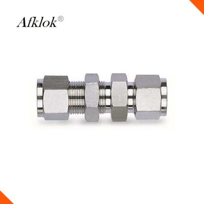 China High pressure Stainless Steel 316 Pipe fittings 3mm 4mm 6mm 8mm 10mm OD Double ferrule bulkhead union tube fitting for sale