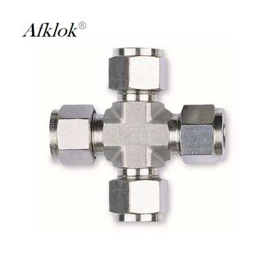 China Stainless Steel Union Cross Tube Connector for Air Compressors - 3000 PSI Working Pressure with ISO9001:2008 Certification for sale