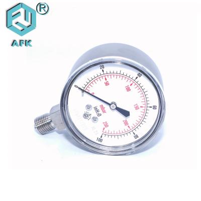 China 63mm Stainless Steel Oil Filled Gas Pressure Test Gauge with ±1% Accuracy and IP65 Protection for Industrial Applications for sale