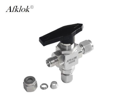 China Ferrule OD High Pressure Three Way Ball Valve Stainless Steel 3000 Psi Manual Power for sale