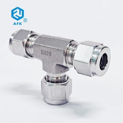 China 4mm 6mm 8mm 10mm AFK Stainless Steel Tube Fittings Tee Ferrule SS316 Forged for sale