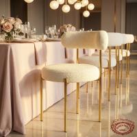 China WENDING Gold Round-Seat Arc-Backrest Bouclé Dining Chair – Nordic Luxury Hotel Chair for sale