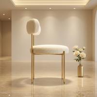 China WENDING Gold Round-Seat Arc-Backrest Bouclé Dining Chair – Nordic Luxury Hotel Chair for sale