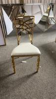 China WENDING Gold Radial Spider-Web Backrest Banquet Chair – Ornate Cutout Wedding Dining Chair for sale