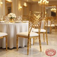 China WENDING Gold Radial Spider-Web Backrest Banquet Chair – Ornate Cutout Wedding Dining Chair for sale