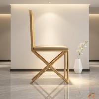 China WENDING Modern Square-Back X-Brace Dining Chair – Minimal Stainless Steel Hotel Restaurant Chair for sale