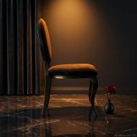China WENDING All-Black Oval-Back Velvet Cabriole Dining Chair – French Neoclassical Dark Luxury for sale
