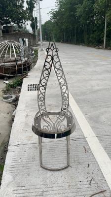 China WENDING Silver Gothic Pointed-Arch Filigree Throne Chair – Baroque Wedding Stage Decoration for sale