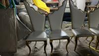 China WENDING Gold Crown Wave-Top High-Back Banquet Chair – Grey Leather Cabriole Wedding Chair for sale