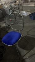 China WENDING Silver Open-Frame Cutout Dining Chair – Royal Blue Velvet Seat Modern Restaurant Chair for sale