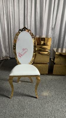 China WENDING Gold Floral Crown Oval High-Back Dining Chair – European Baroque Wedding Banquet Chair for sale