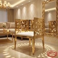 China WENDING Gold Perforated Circle-Cutout Armchair – Abstract Hole Pattern Hotel VIP Chair for sale