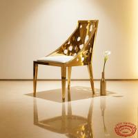 China WENDING Gold Perforated Circle-Cutout Armchair – Abstract Hole Pattern Hotel VIP Chair for sale