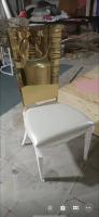 China WENDING Gold Mirror Backrest White-Leg Modern Dining Chair – Luxury Hotel Banquet Chair for sale