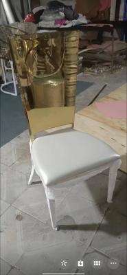 China WENDING Gold Mirror Backrest White-Leg Modern Dining Chair – Luxury Hotel Banquet Chair for sale