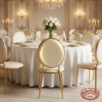 China WENDING Gold Round Drum Fully-Upholstered Dining Chair – Modern Luxury Hotel Restaurant Chair for sale