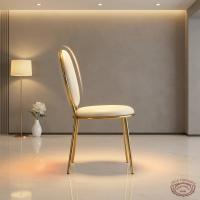 China WENDING Gold Round Drum Fully-Upholstered Dining Chair – Modern Luxury Hotel Restaurant Chair for sale